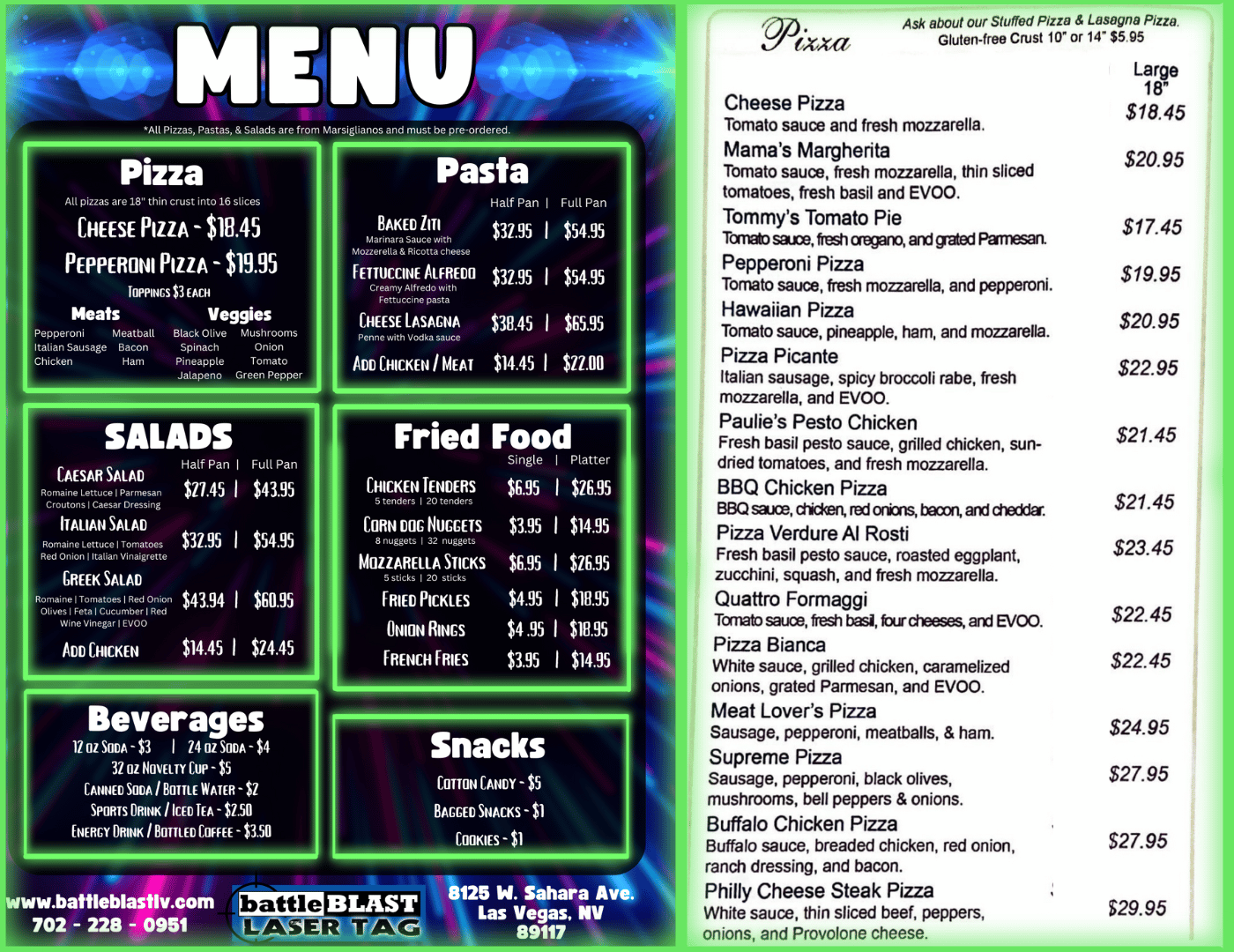 snack menu – BattleBlast