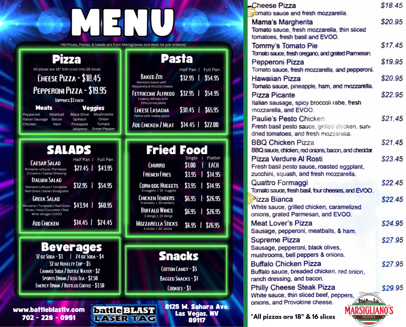 snack menu – BattleBlast